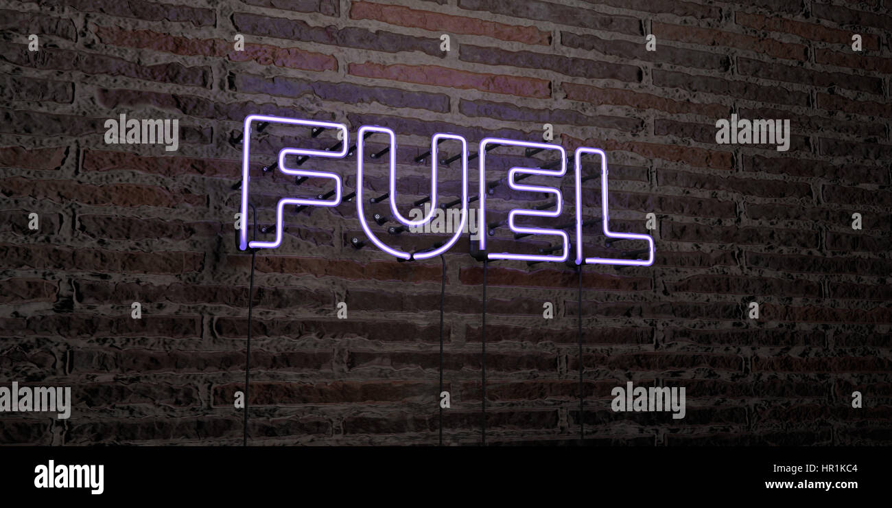 FUEL -Realistic Neon Sign on Brick Wall background - 3D rendered ...