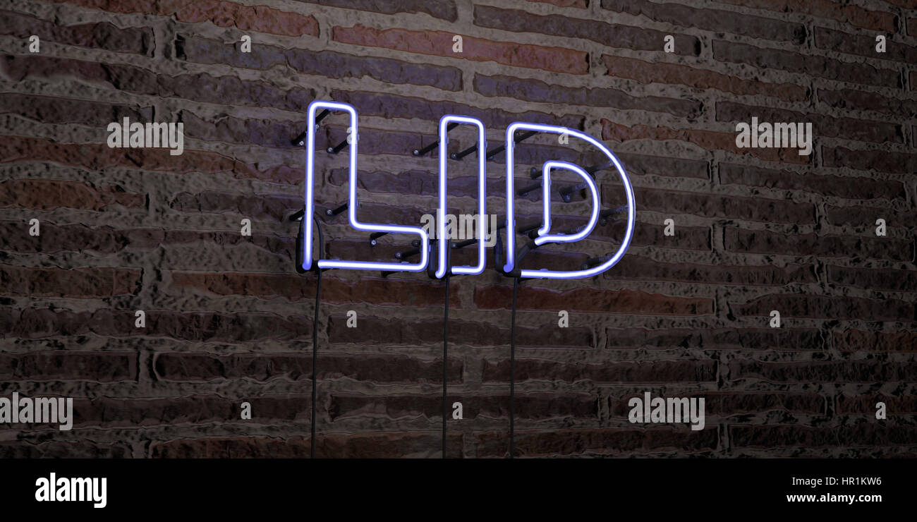 LID -Realistic Neon Sign on Brick Wall background - 3D rendered royalty ...