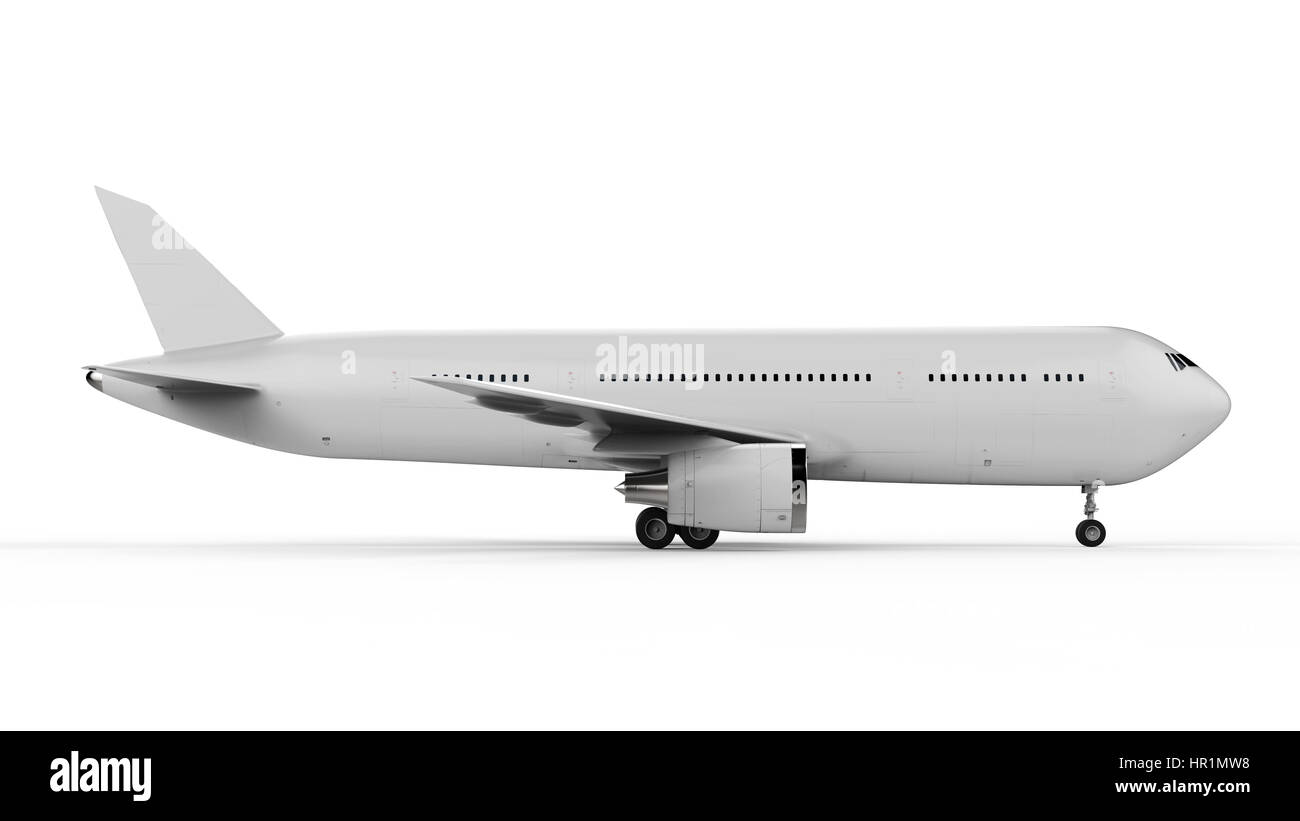3d rendering white airplane on white background Stock Photo - Alamy
