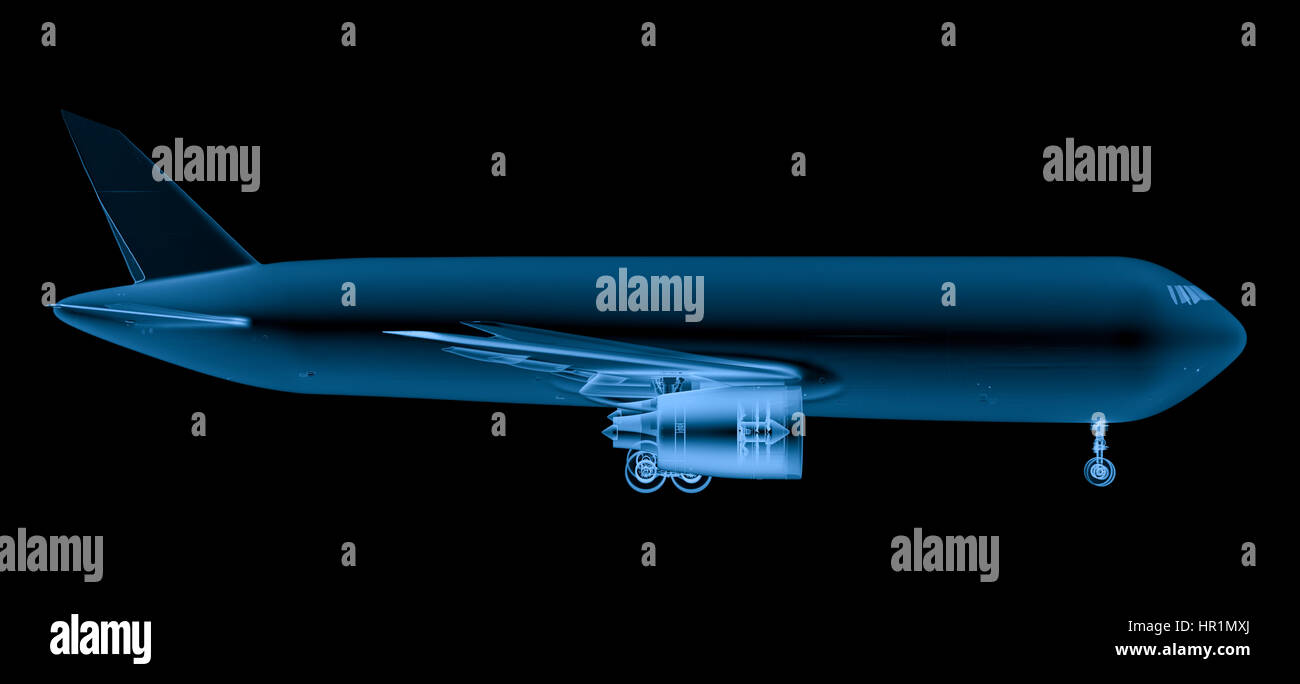 3d rendering x ray airplane isolated on black Stock Photo - Alamy