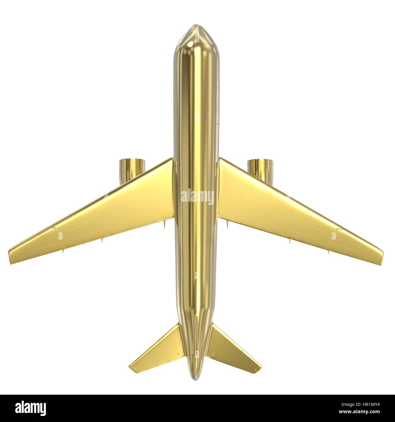 3d rendering golden airplane on white background Stock Photo - Alamy