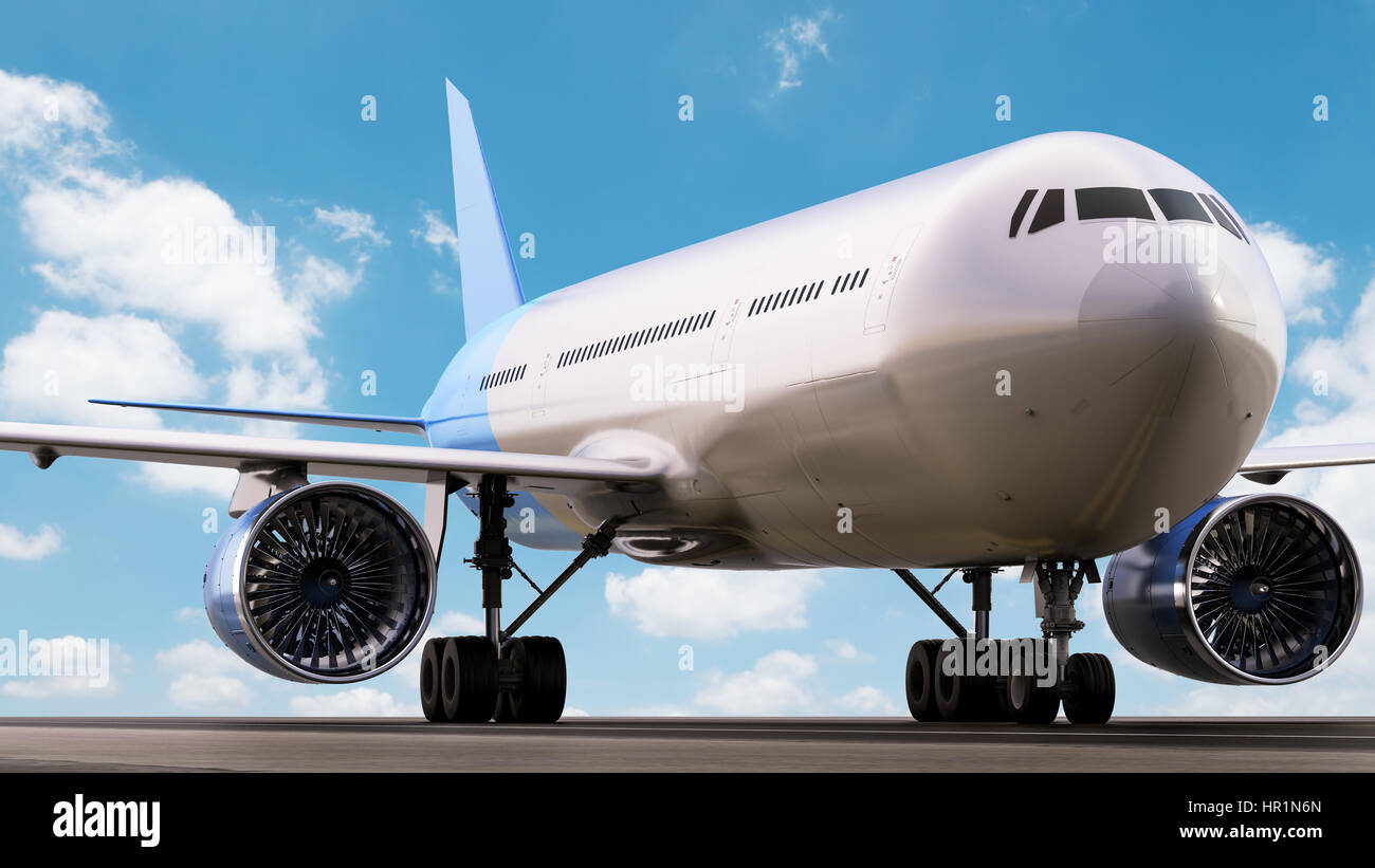 3d rendering airplane on runway Stock Photo - Alamy