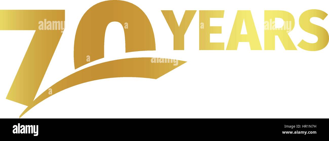 Isolated golden color number 70 with word years icon on white ...