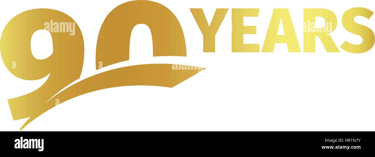 Isolated golden color number 90 with word years icon on white ...