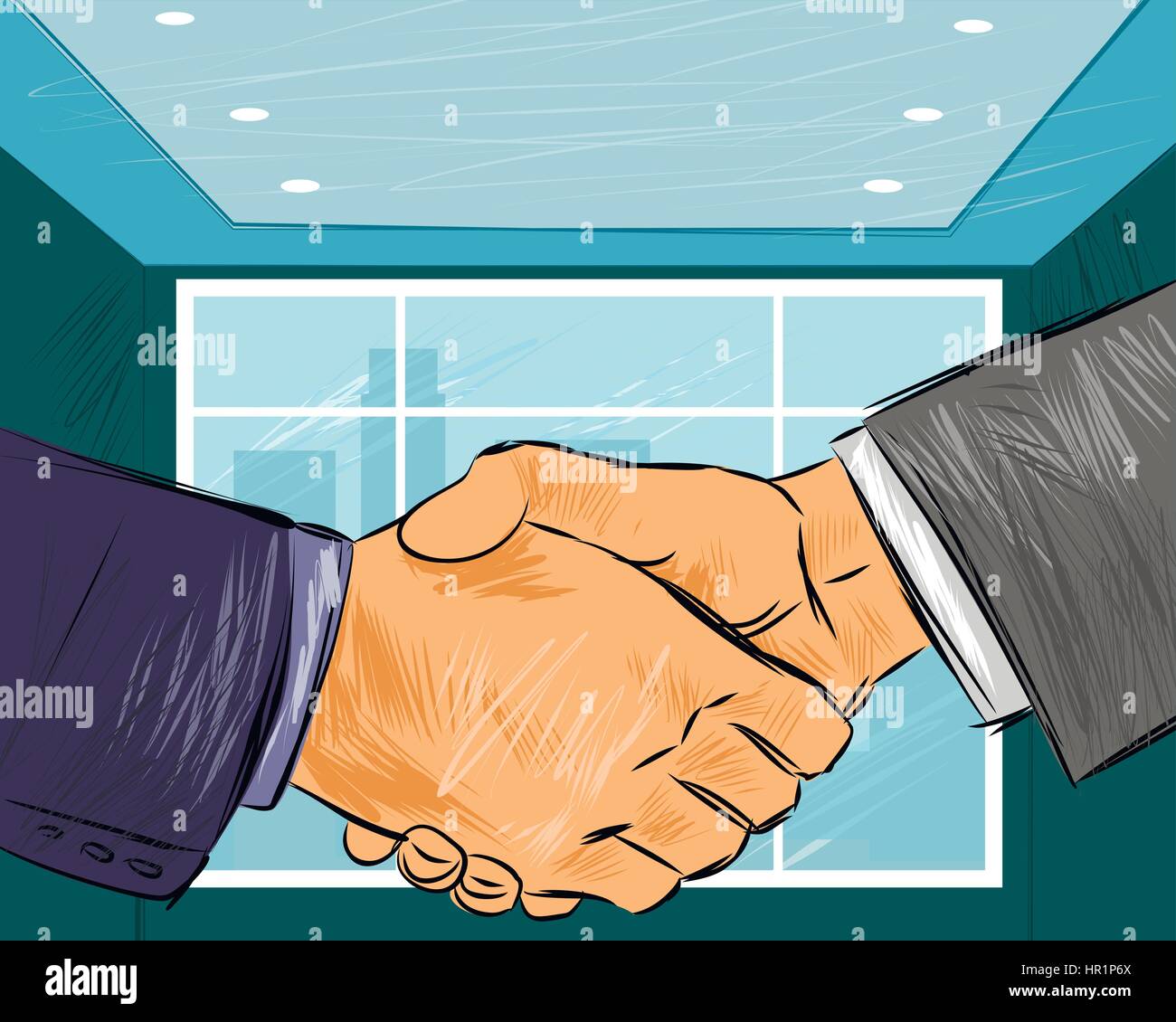 Vector illustration of a two businessmen handshake Stock Vector Image ...
