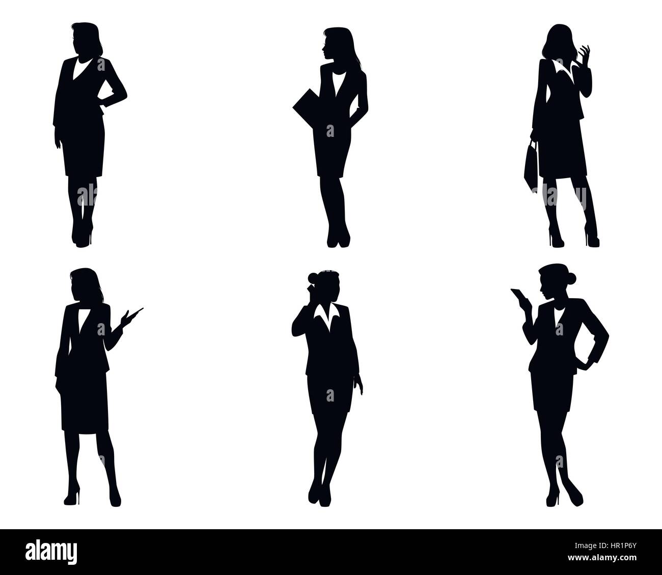 Vector illustration of a six businesswoman silhouettes Stock Vector ...