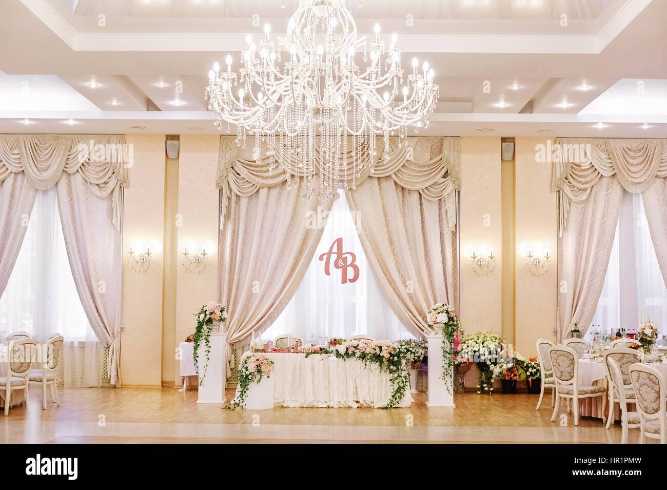 Luxury decorated marriage couple table Stock Photo - Alamy