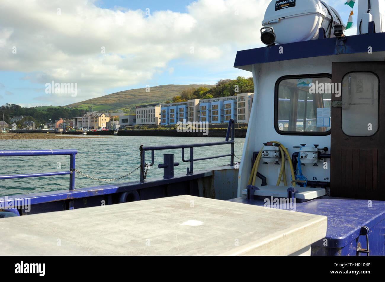 View of Bantry from Whiddy Island Ferry as it leaves Bantry Pier Stock ...