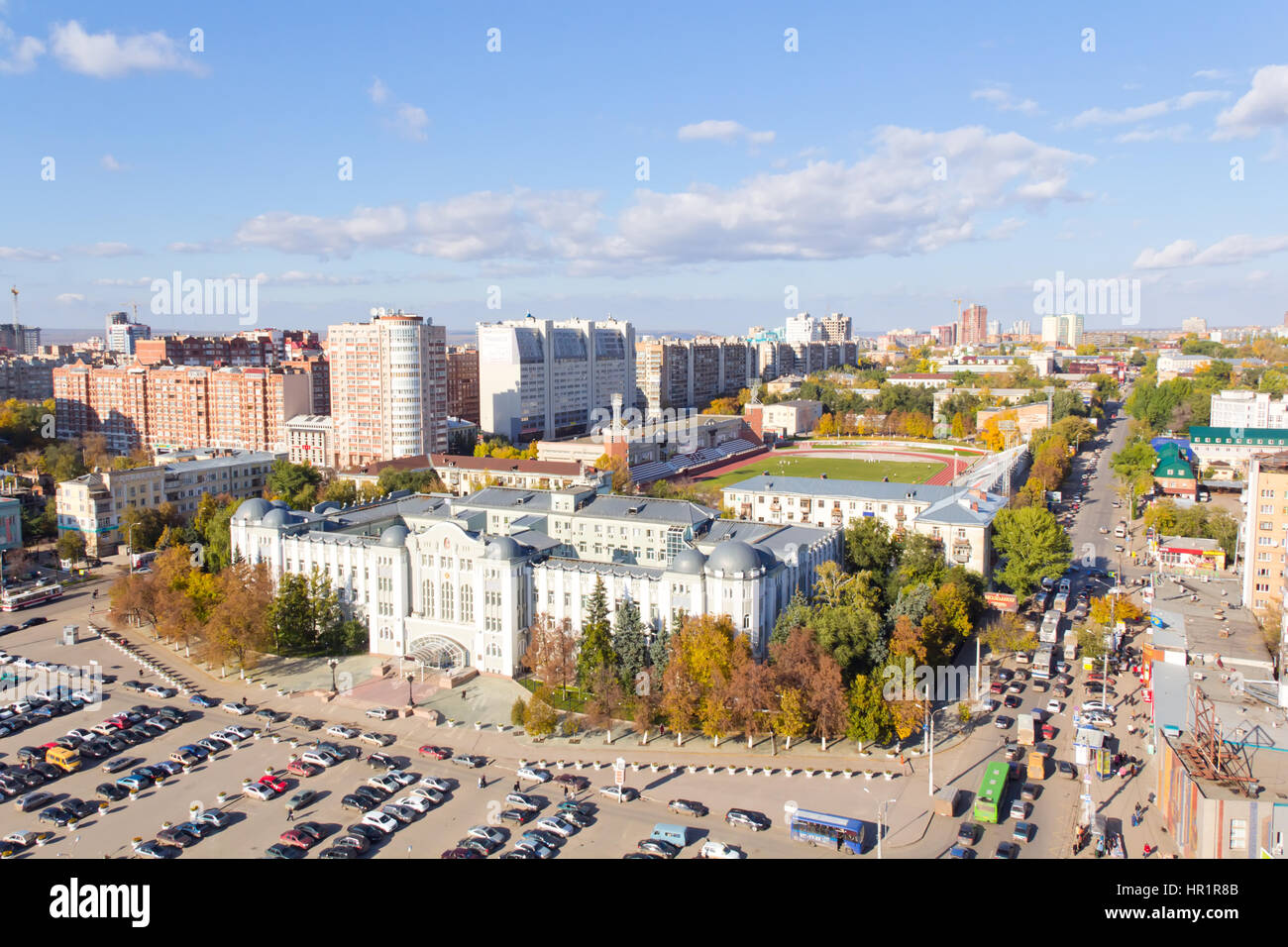 Panorama of Russian town from bird flight Stock Photo - Alamy