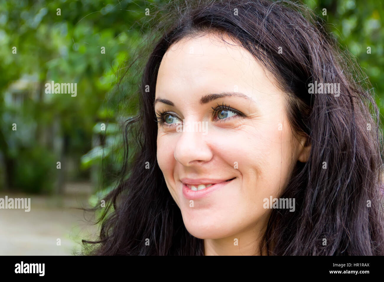 Portrait of European beautiful woman with black hair Stock Photo - Alamy