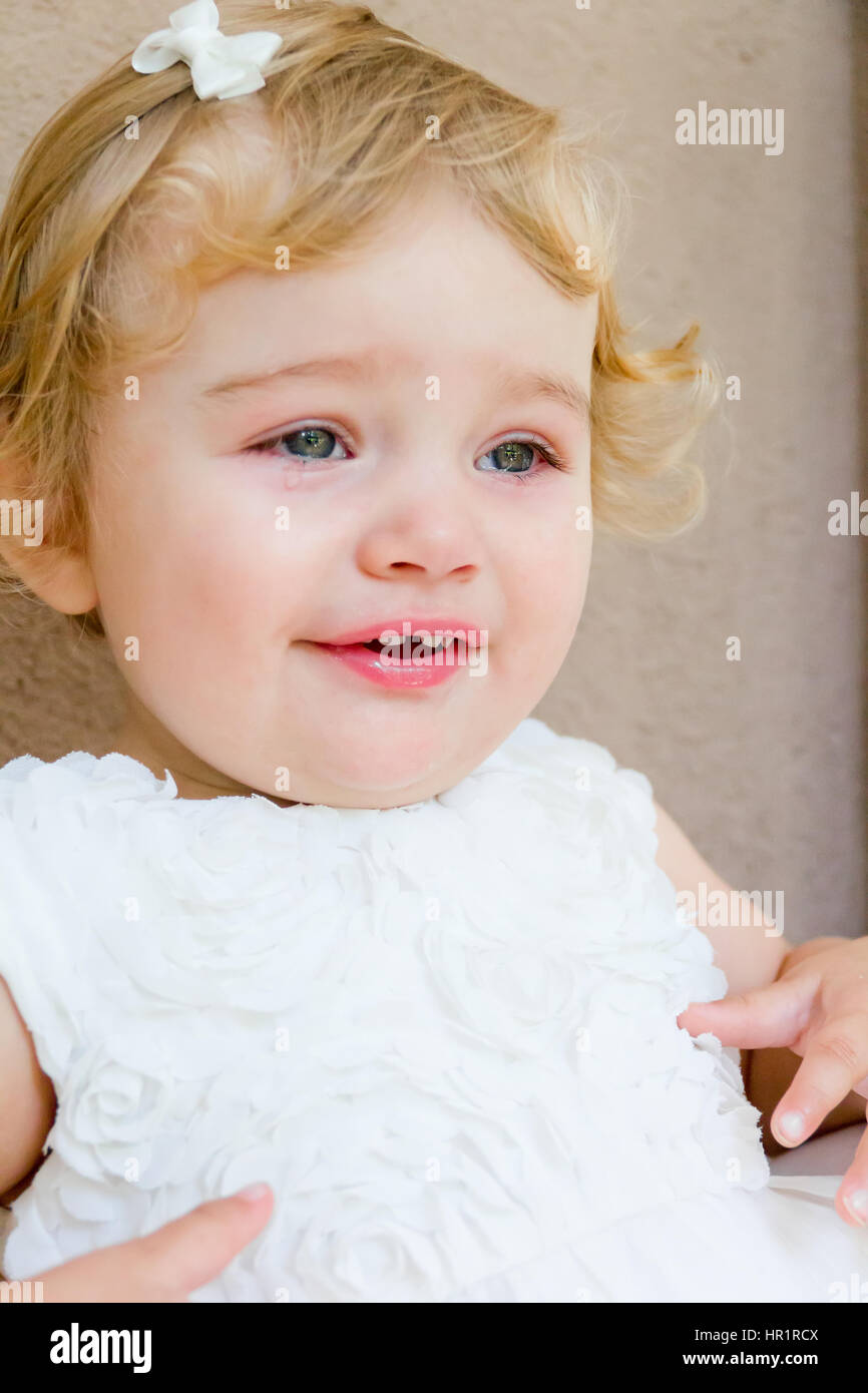 Image of cute baby girl with tear Stock Photo - Alamy