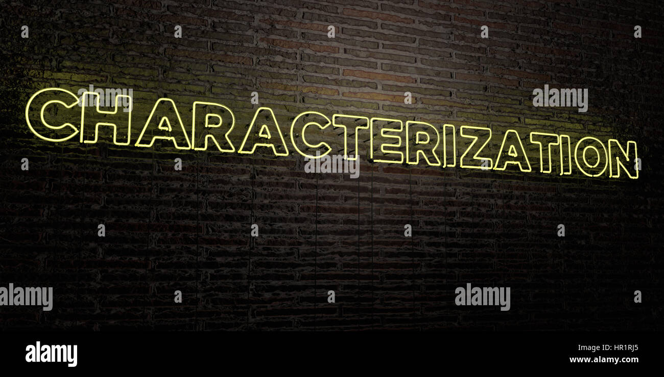 CHARACTERIZATION -Realistic Neon Sign on Brick Wall background - 3D ...