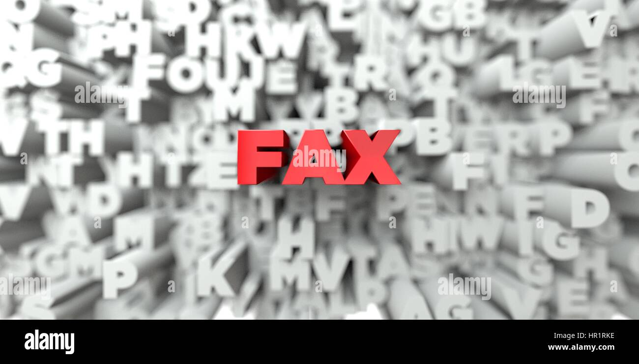 FAX - Red text on typography background - 3D rendered royalty free ...