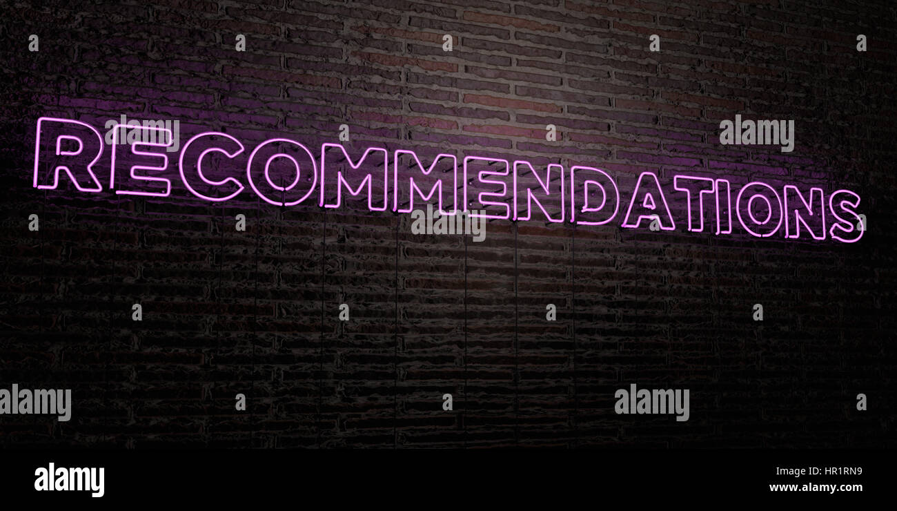 RECOMMENDATIONS -Realistic Neon Sign on Brick Wall background - 3D ...
