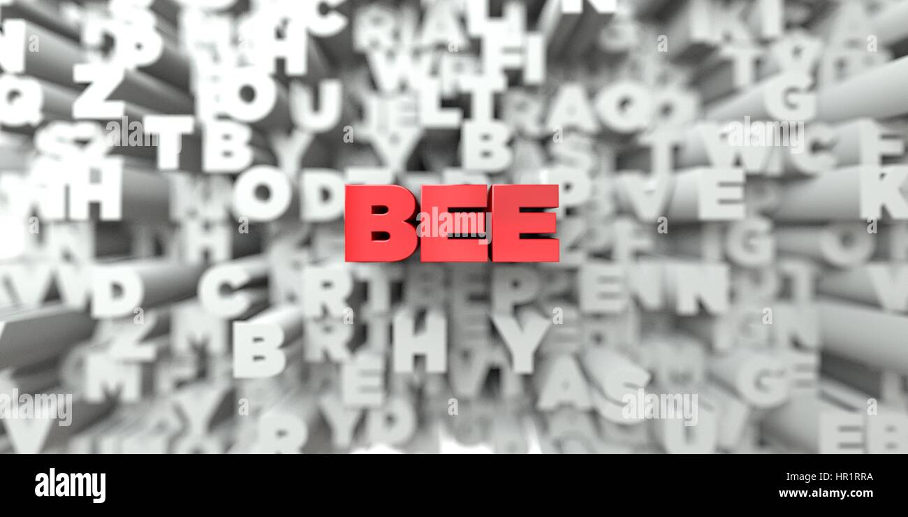 BEE - Red text on typography background - 3D rendered royalty free ...