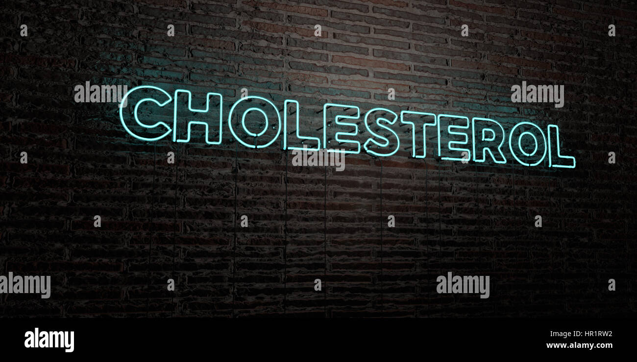 CHOLESTEROL -Realistic Neon Sign on Brick Wall background - 3D rendered ...