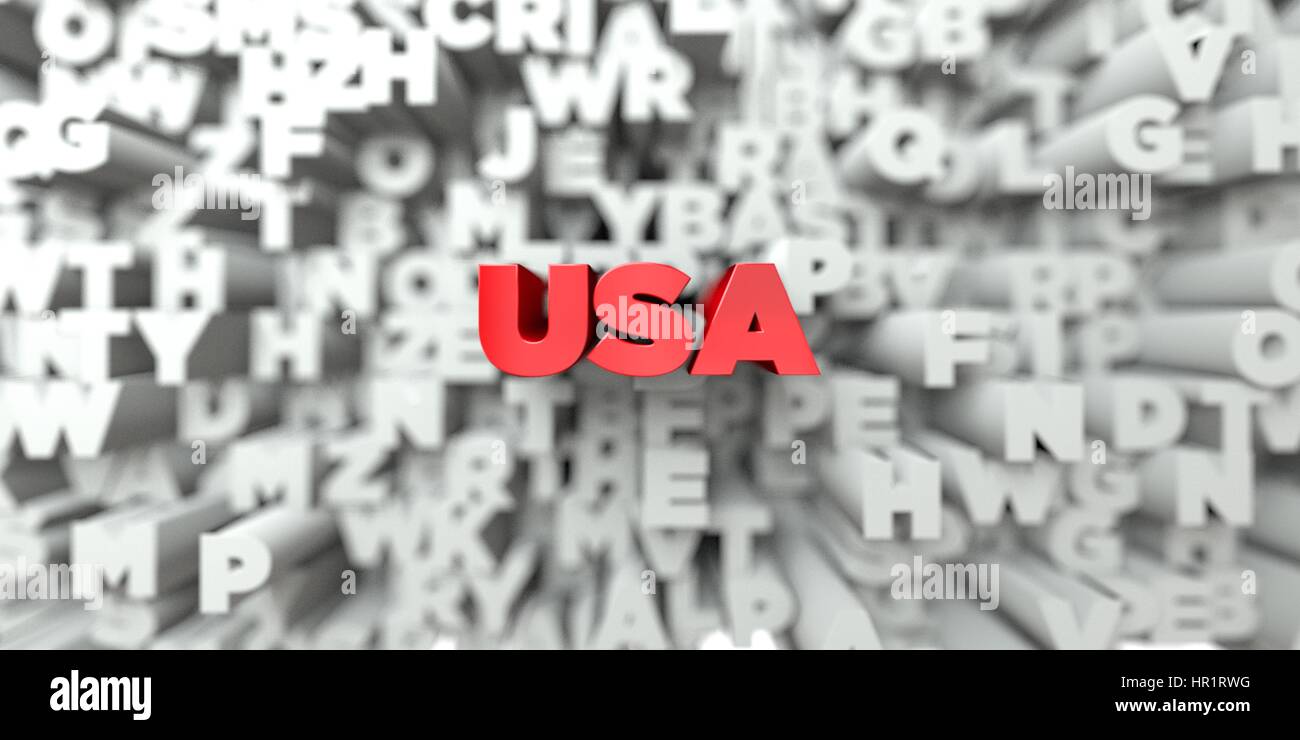 USA - Red text on typography background - 3D rendered royalty free ...