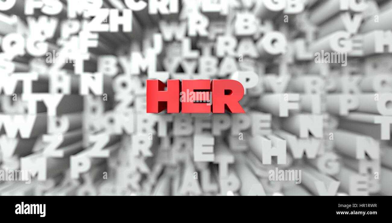 HER - Red text on typography background - 3D rendered royalty free ...