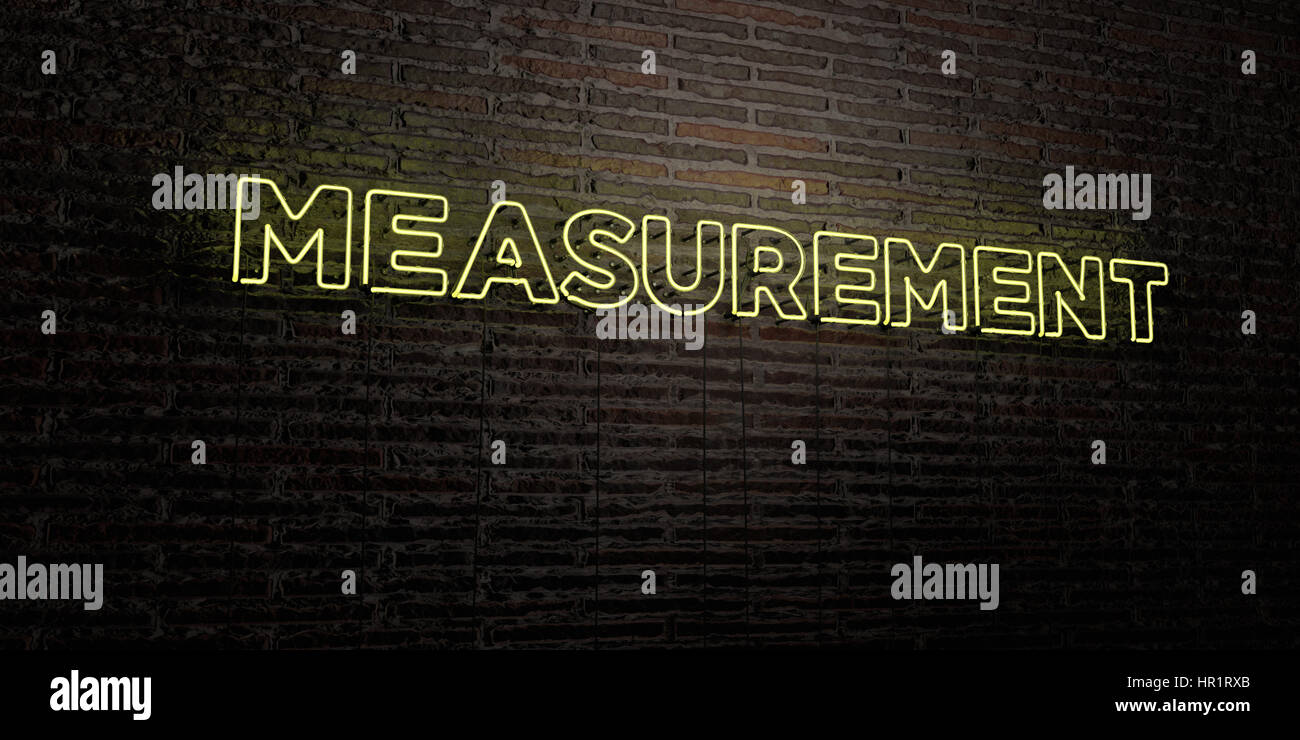 MEASUREMENT -Realistic Neon Sign on Brick Wall background - 3D rendered ...