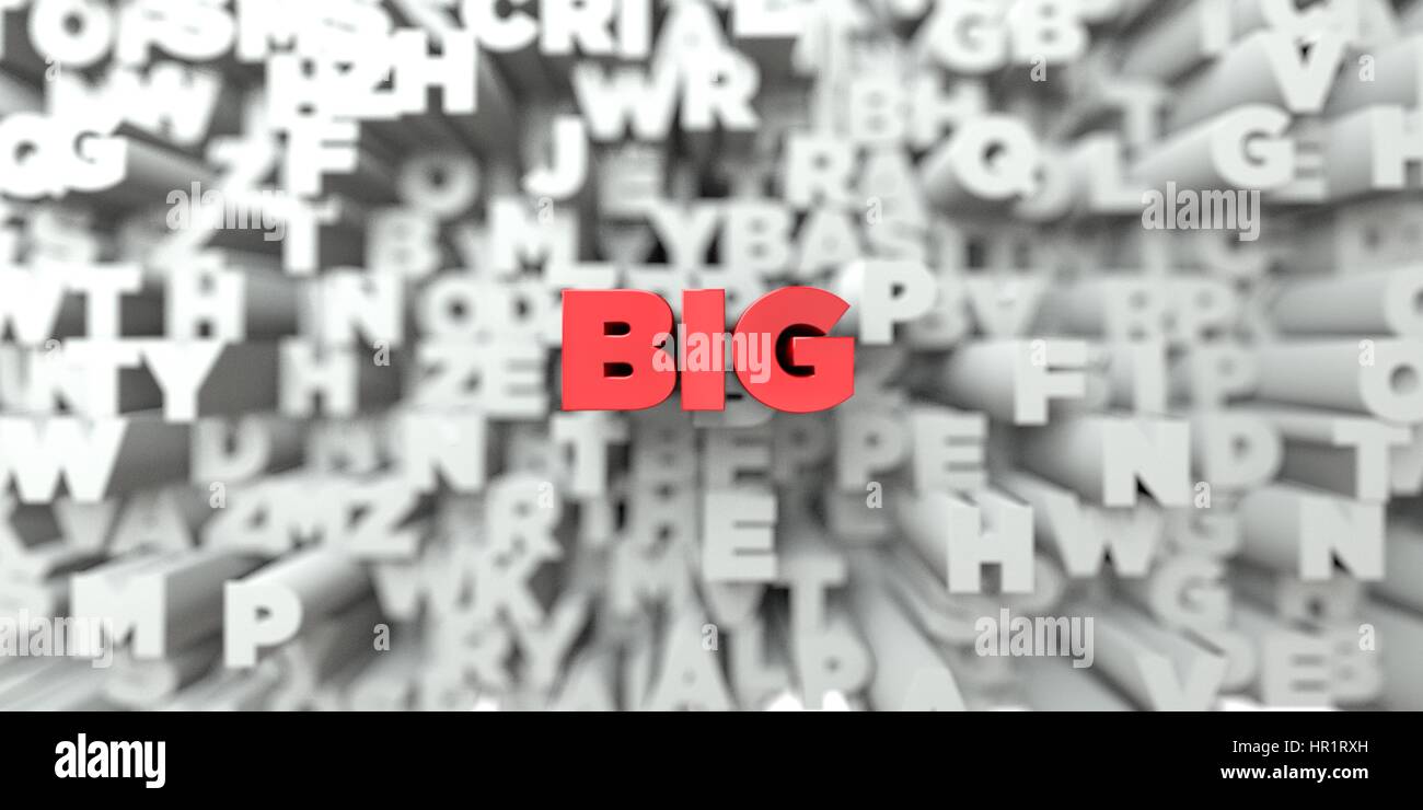 BIG - Red text on typography background - 3D rendered royalty free ...