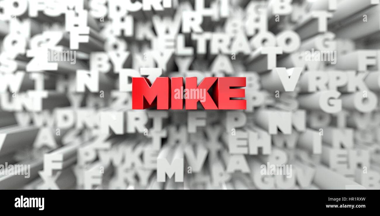 MIKE - Red text on typography background - 3D rendered royalty free ...
