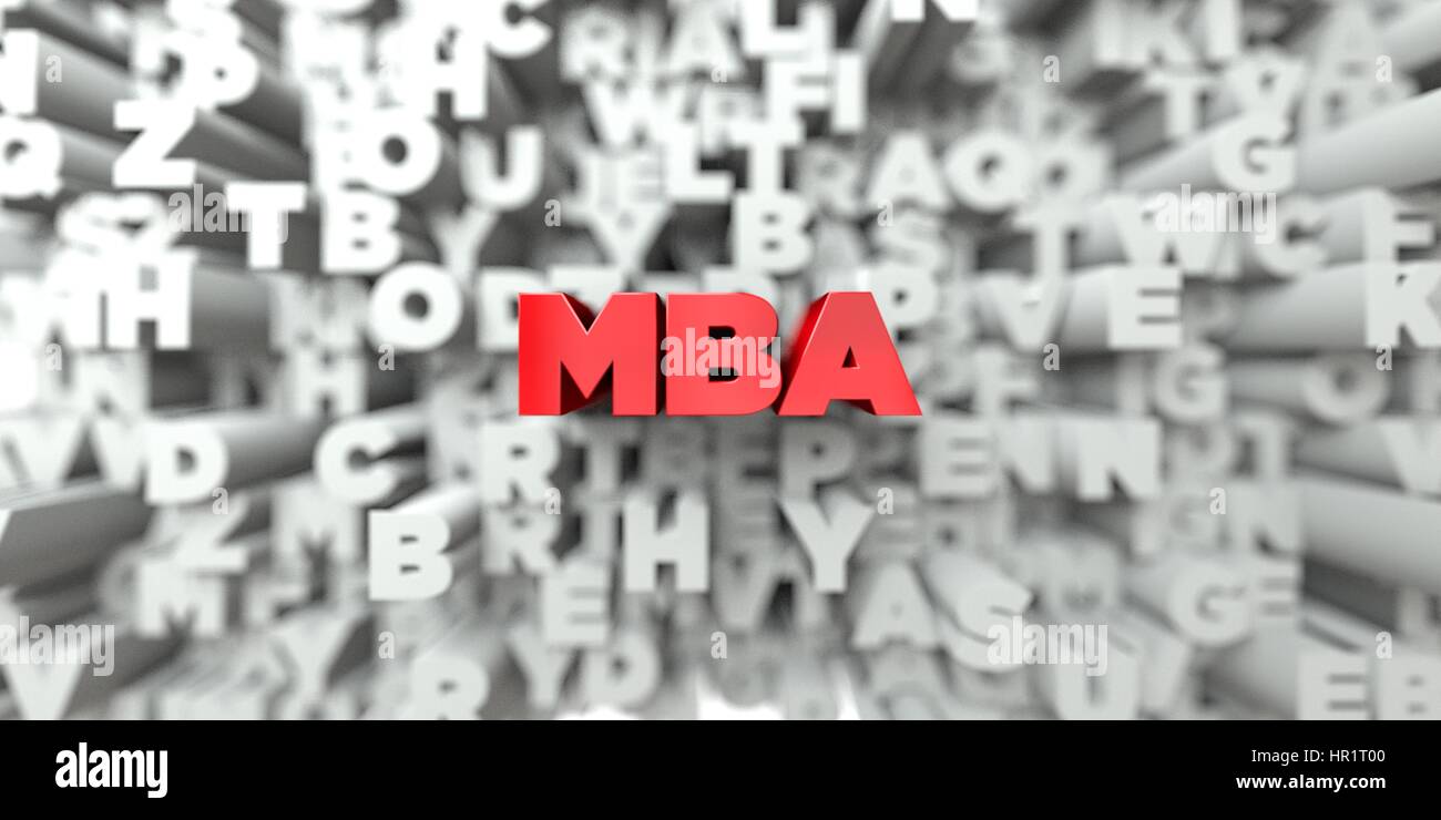 MBA - Red text on typography background - 3D rendered royalty free ...
