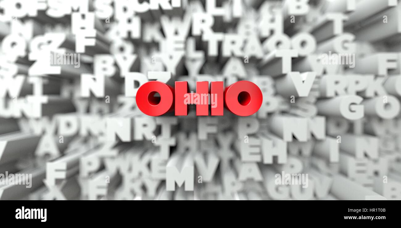 OHIO - Red text on typography background - 3D rendered royalty free ...