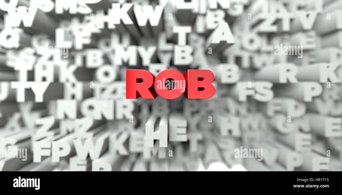ROB - Red text on typography background - 3D rendered royalty free ...