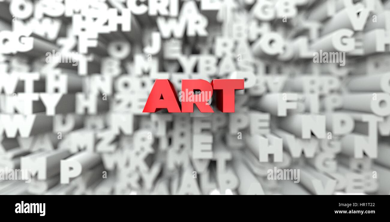 ART - Red text on typography background - 3D rendered royalty free ...