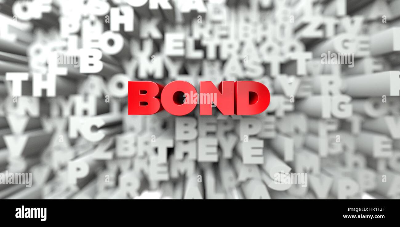 BOND - Red text on typography background - 3D rendered royalty free ...