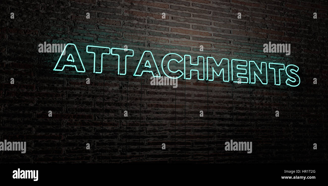ATTACHMENTS -Realistic Neon Sign on Brick Wall background - 3D rendered ...