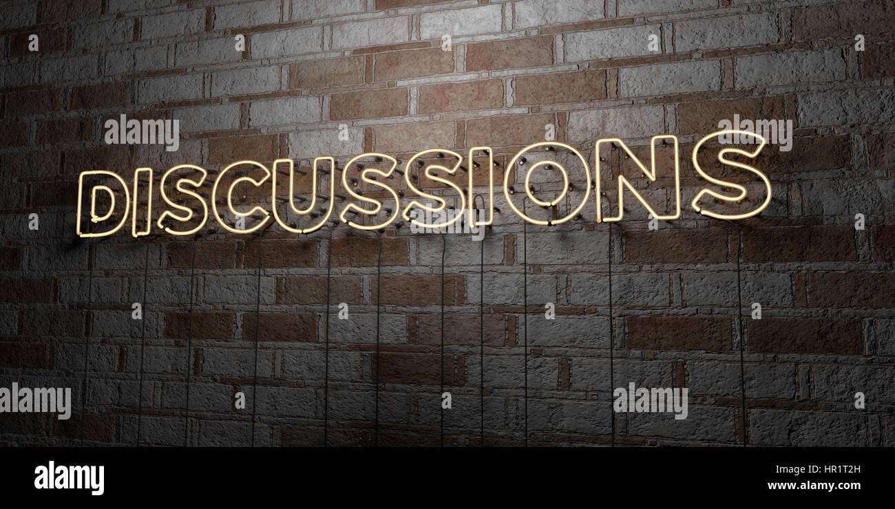 DISCUSSIONS - Glowing Neon Sign on stonework wall - 3D rendered royalty ...