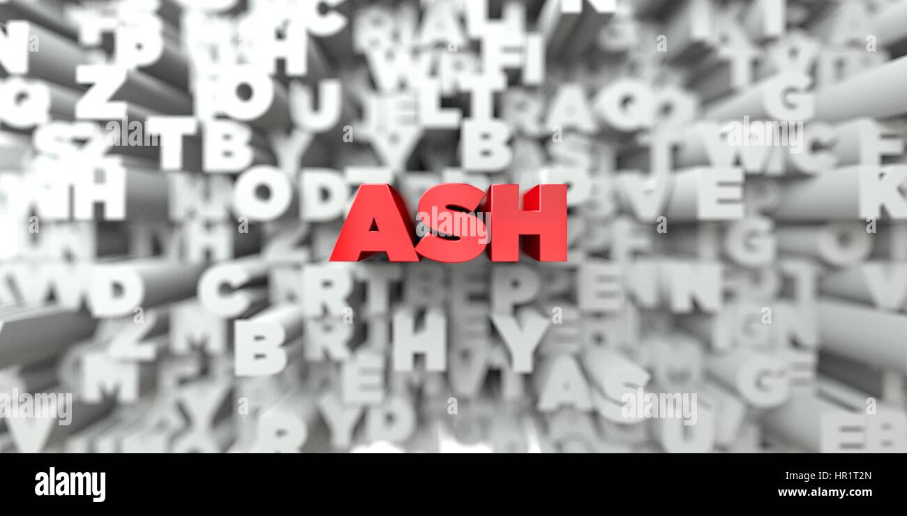 ASH - Red text on typography background - 3D rendered royalty free ...