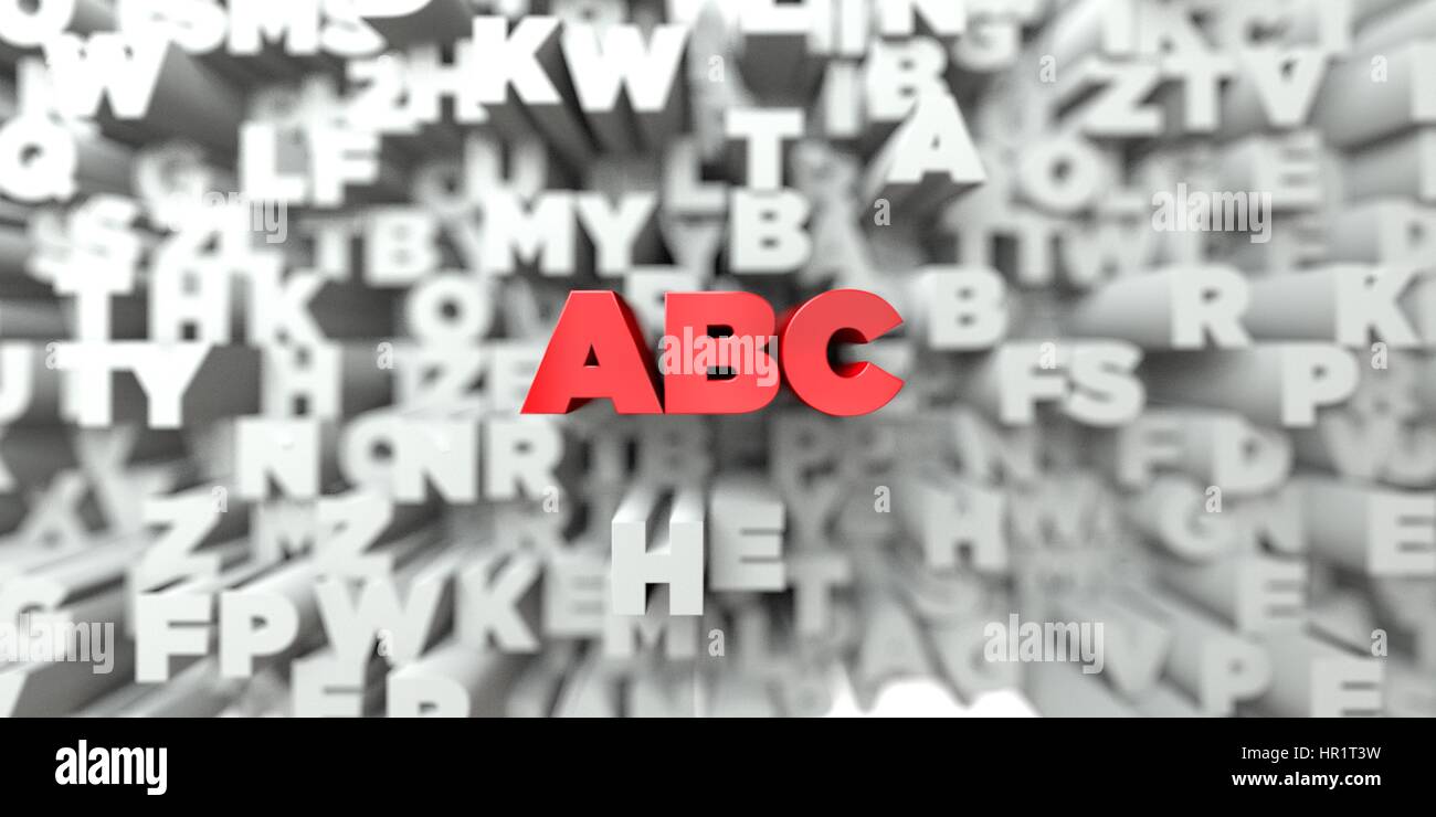 ABC - Red text on typography background - 3D rendered royalty free ...