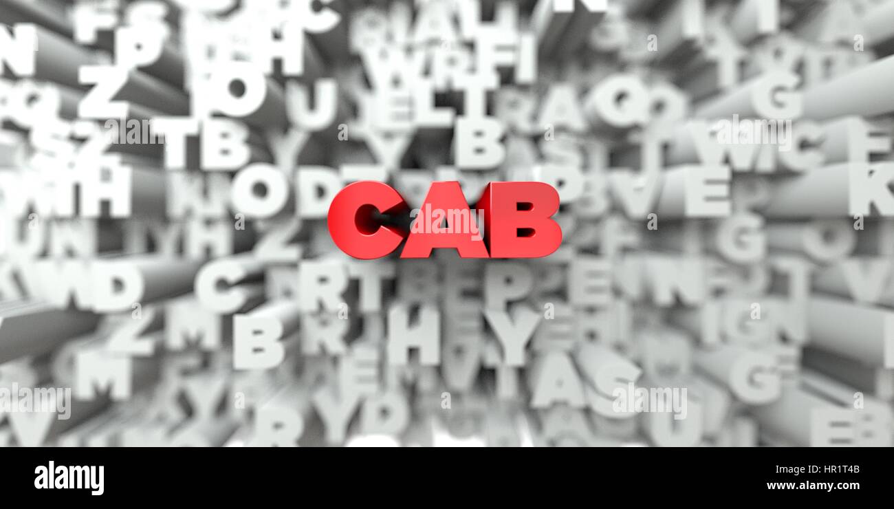 CAB - Red text on typography background - 3D rendered royalty free ...