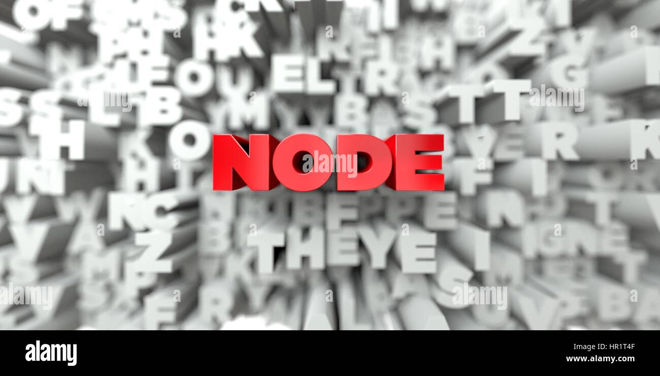 NODE - Red text on typography background - 3D rendered royalty free ...