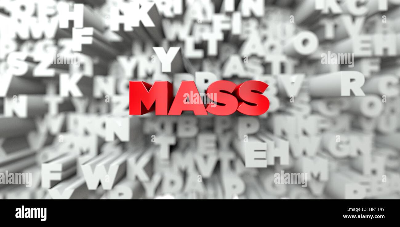 MASS - Red text on typography background - 3D rendered royalty free ...