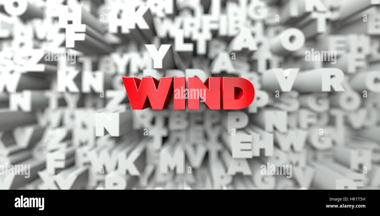 WIND - Red text on typography background - 3D rendered royalty free ...