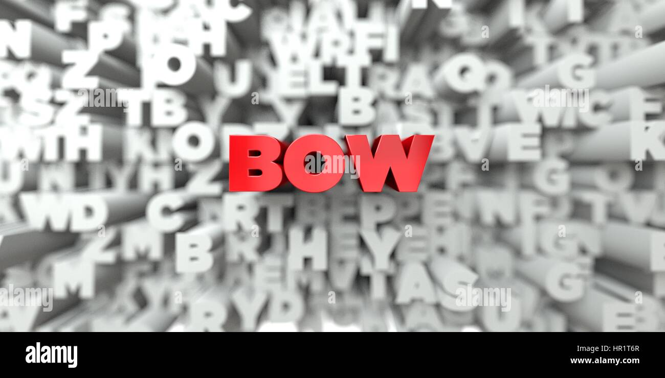 BOW - Red text on typography background - 3D rendered royalty free ...