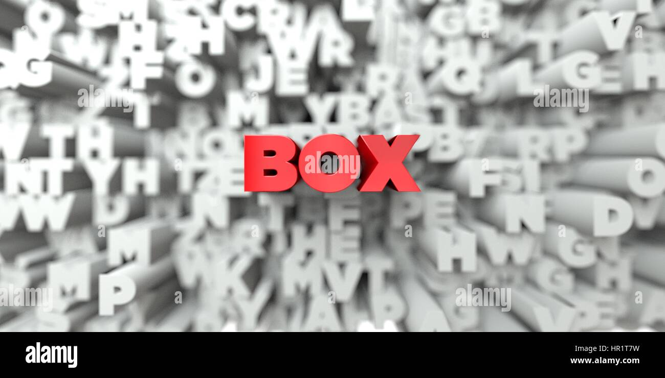 BOX - Red text on typography background - 3D rendered royalty free ...