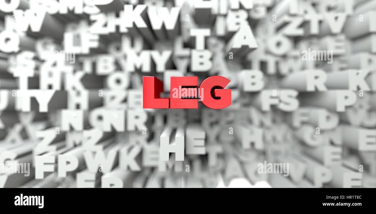LEG - Red text on typography background - 3D rendered royalty free ...