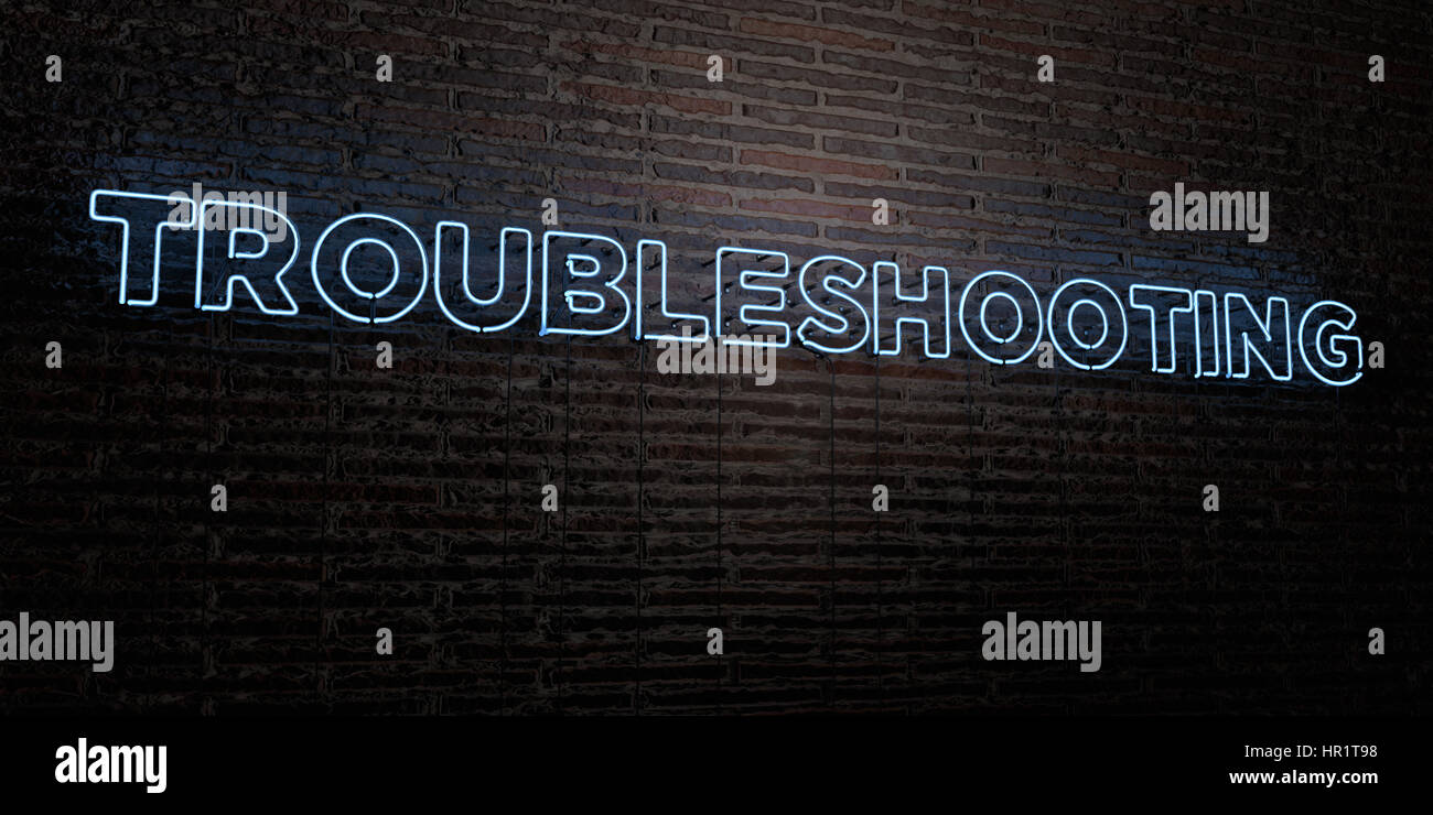 TROUBLESHOOTING -Realistic Neon Sign on Brick Wall background - 3D ...