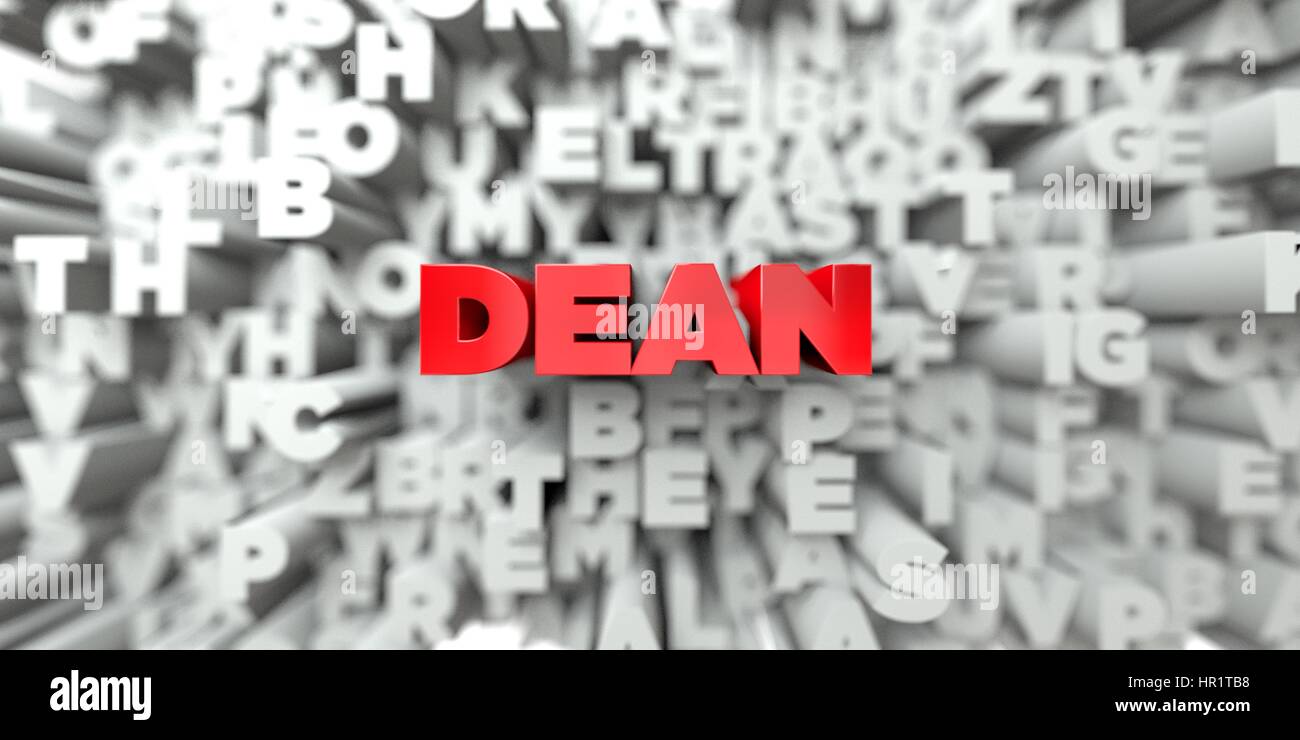 DEAN - Red text on typography background - 3D rendered royalty free ...