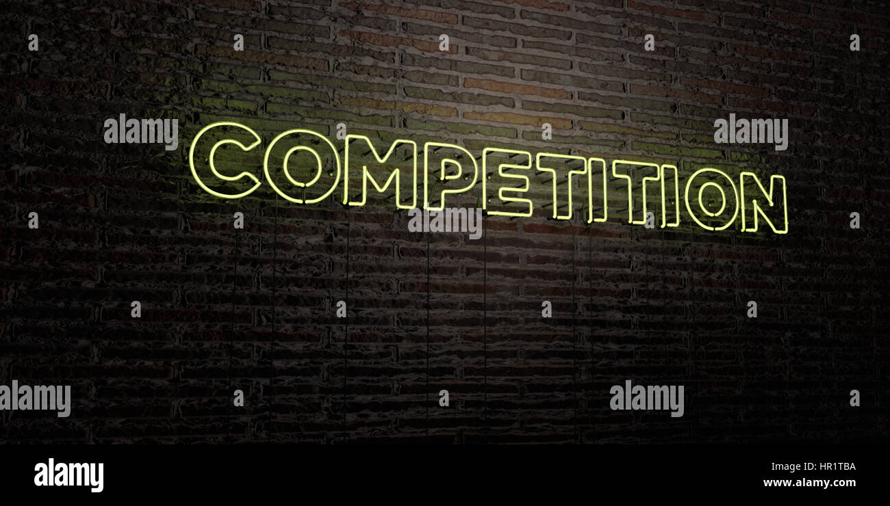 COMPETITION -Realistic Neon Sign on Brick Wall background - 3D rendered ...