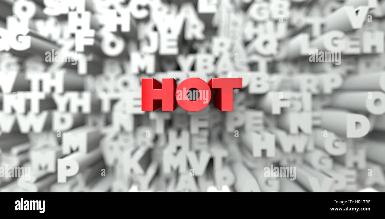 HOT - Red text on typography background - 3D rendered royalty free ...