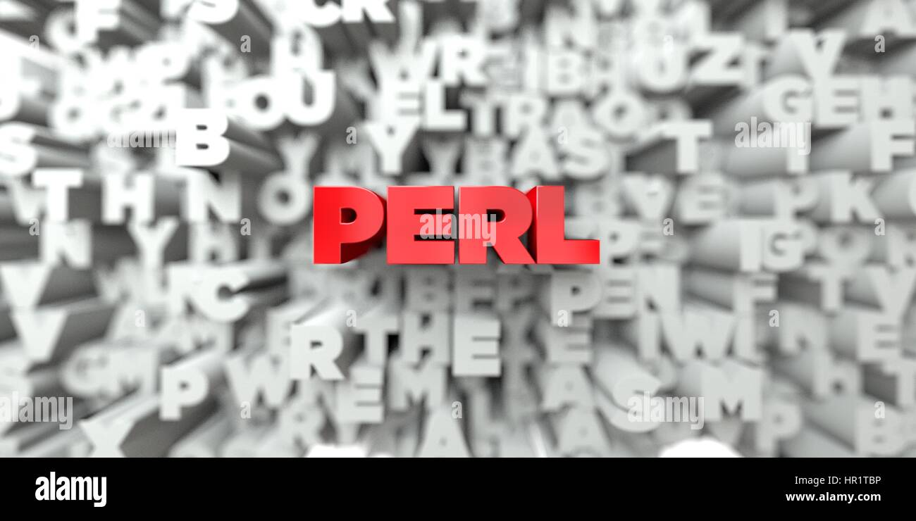 PERL - Red text on typography background - 3D rendered royalty free ...