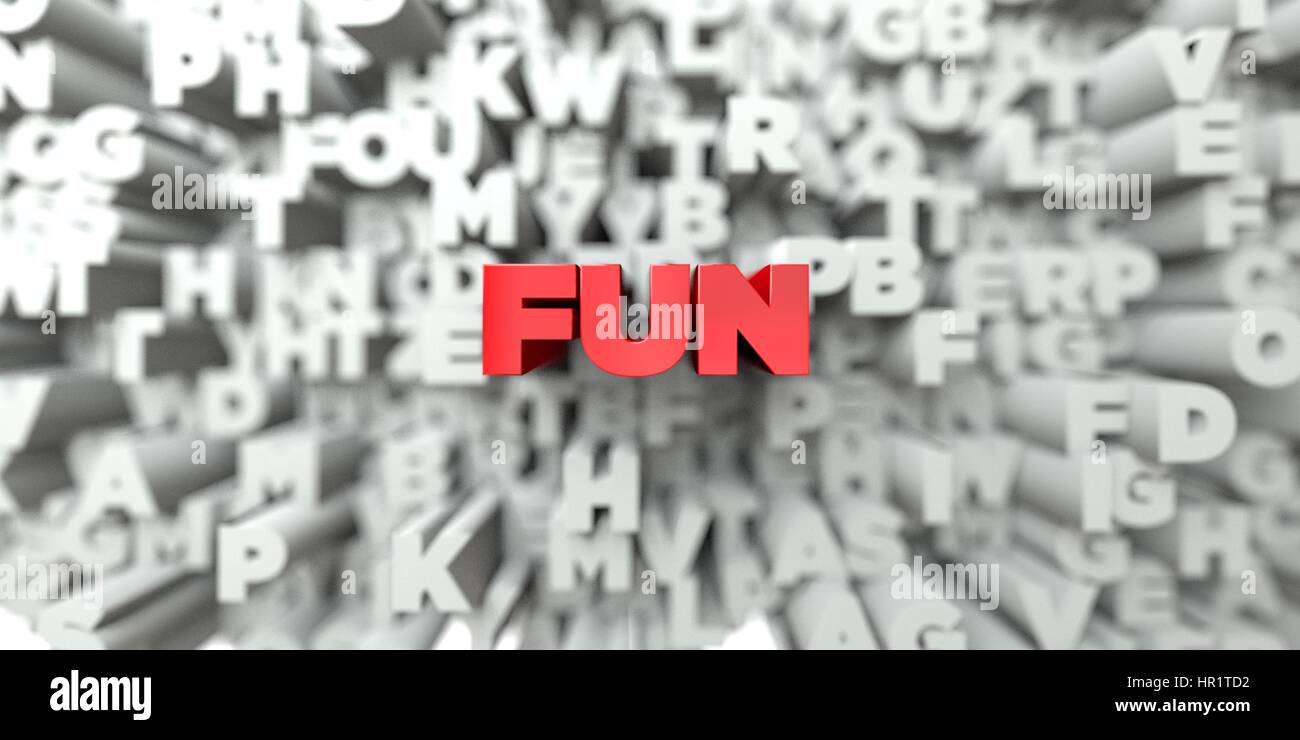 FUN - Red text on typography background - 3D rendered royalty free ...