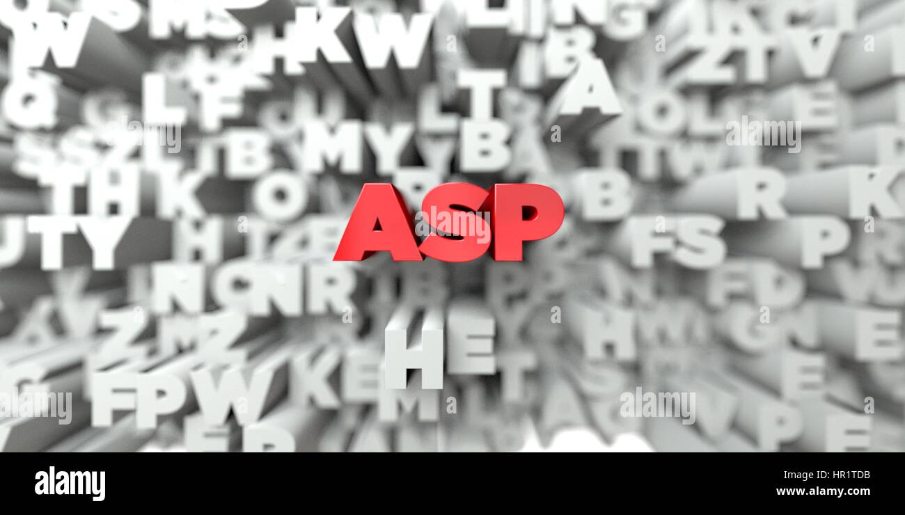 ASP - Red text on typography background - 3D rendered royalty free ...