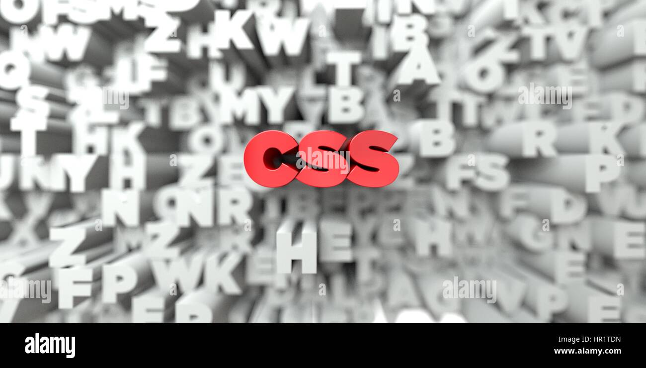 CSS - Red text on typography background - 3D rendered royalty free ...