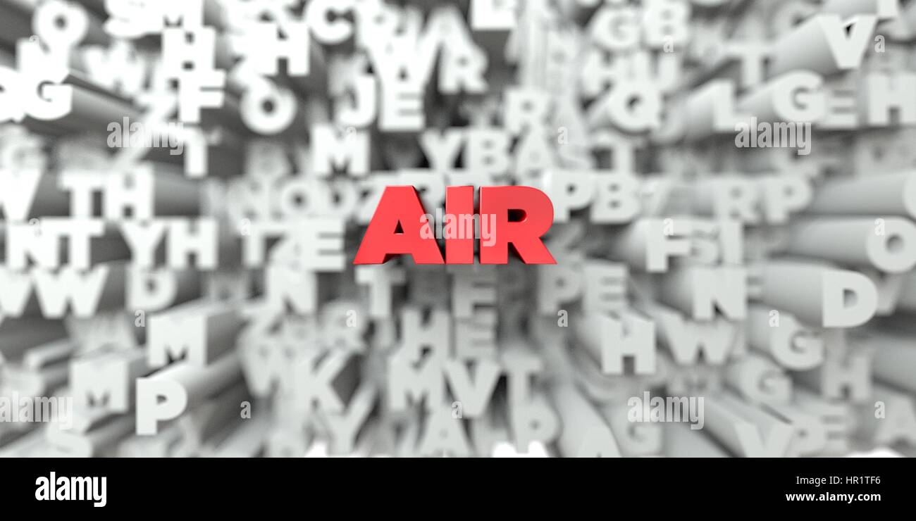 AIR - Red text on typography background - 3D rendered royalty free ...